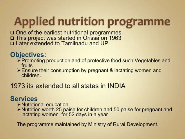 National nutritional programmes in india | PPTX