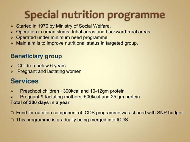 National nutritional programmes in india | PPTX