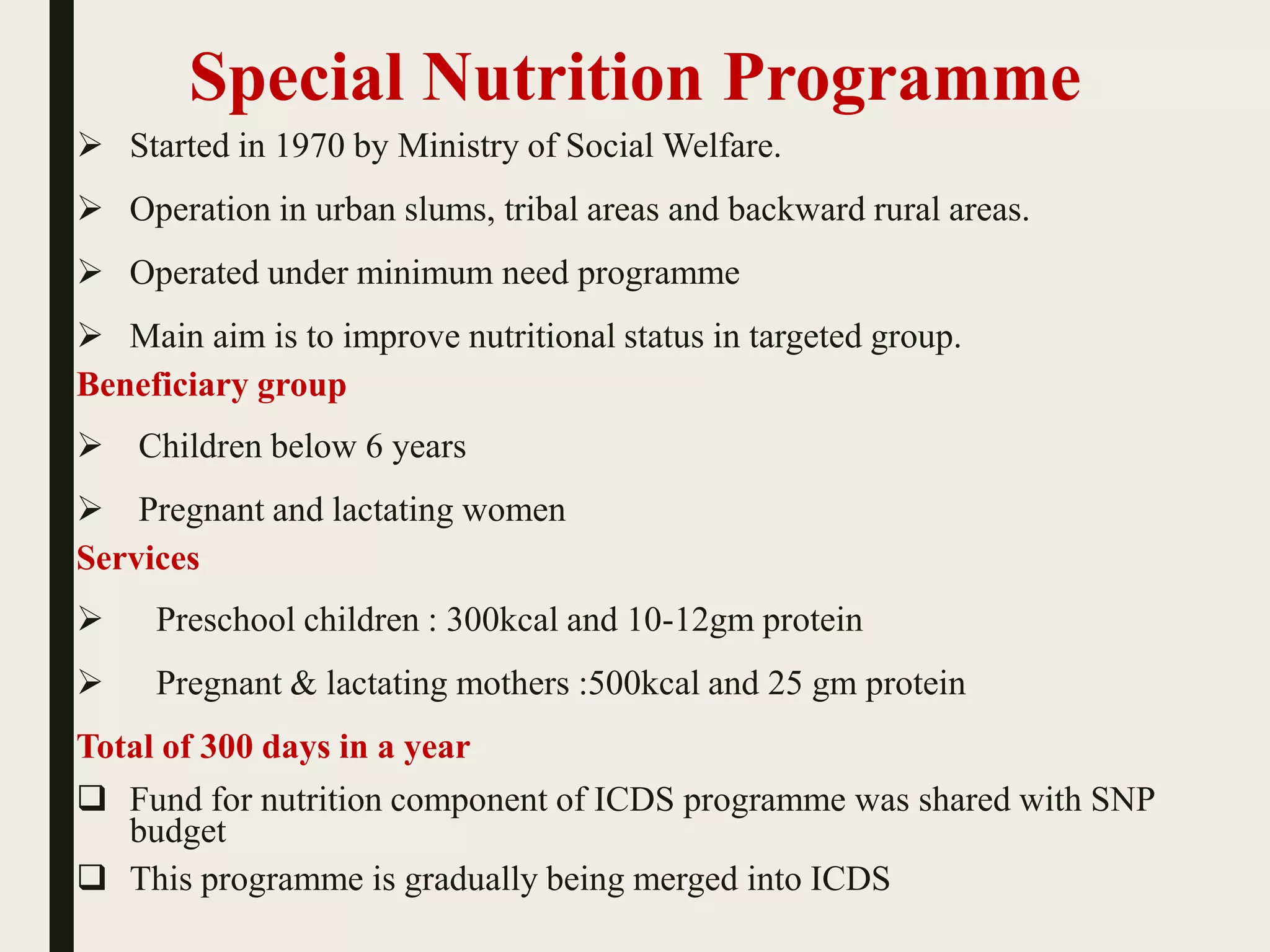 National Nutritional Programmes In India | PPTX