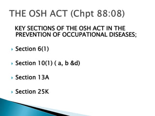 National occupational safety and health the prevention of occupational ...