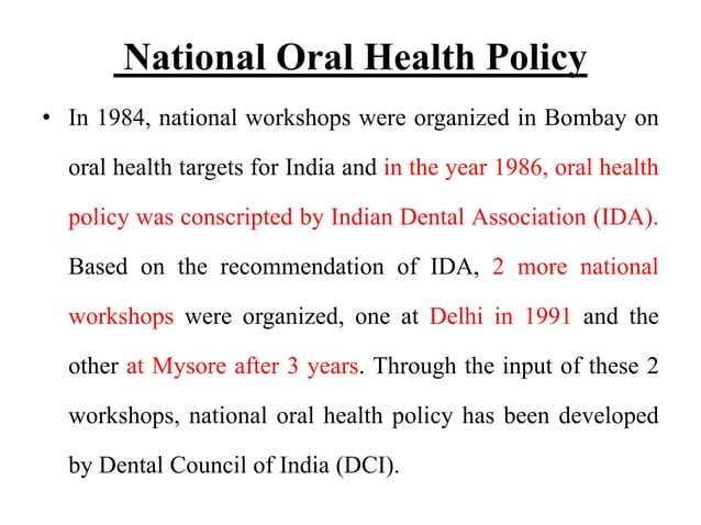 National oral health policy | PPT