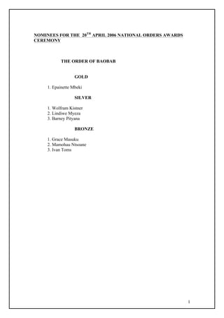 The Presidency - National Orders Booklet 2006 | PDF
