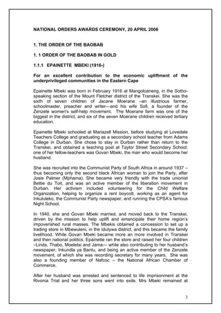 The Presidency - National Orders Booklet 2006 | PDF