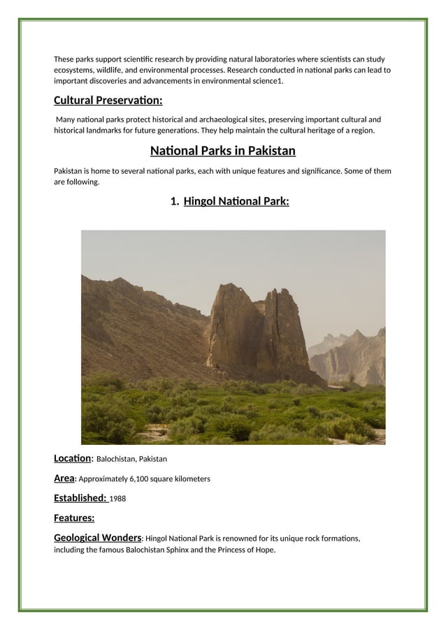 National parks which are present in Pakistan.docx | Parks | Attractions
