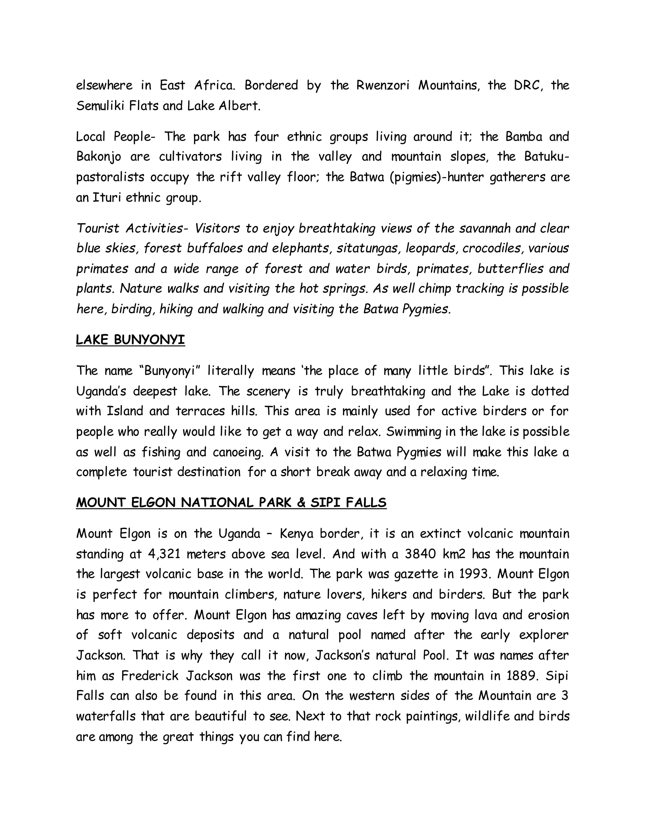 National parks uganda | DOCX