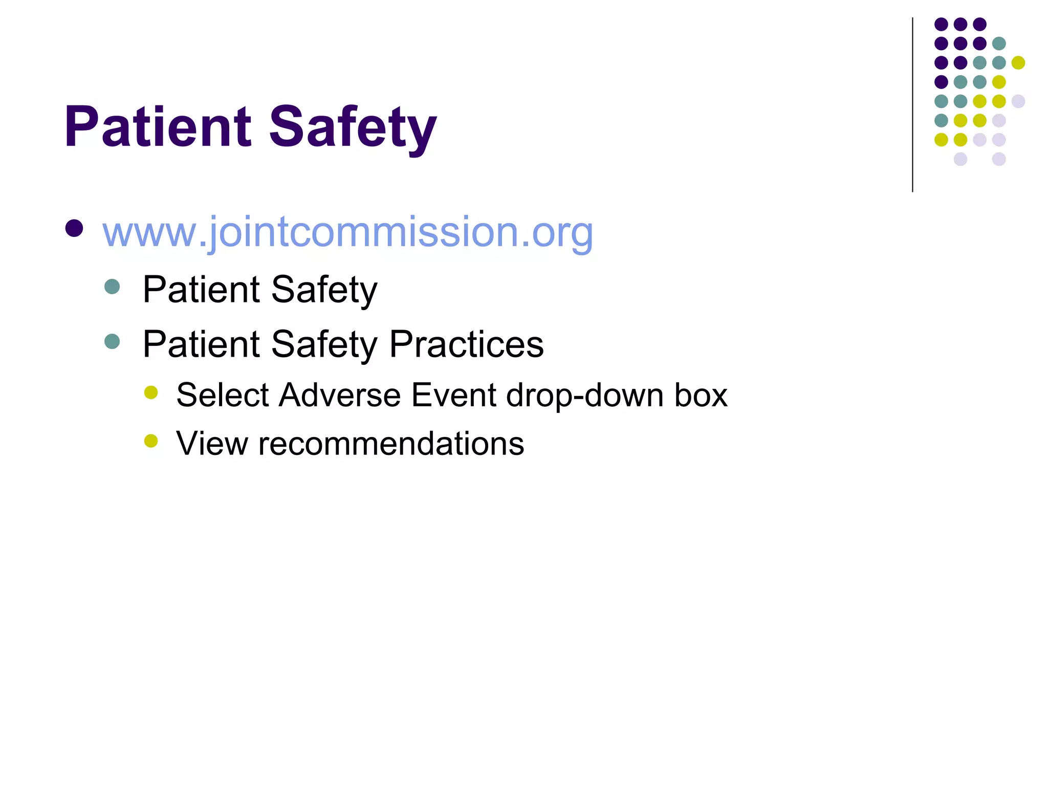 National Patient Safety Goals And Infection Control | PPT