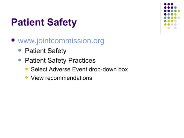 National Patient Safety Goals And Infection Control | PPT