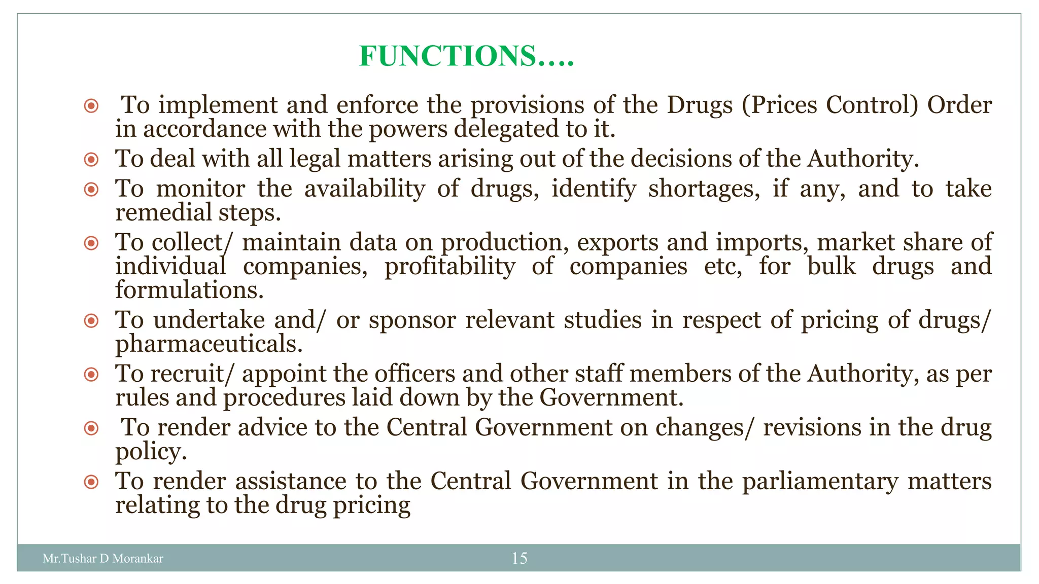 National pharmaceutical pricing authority with drugs price control ...