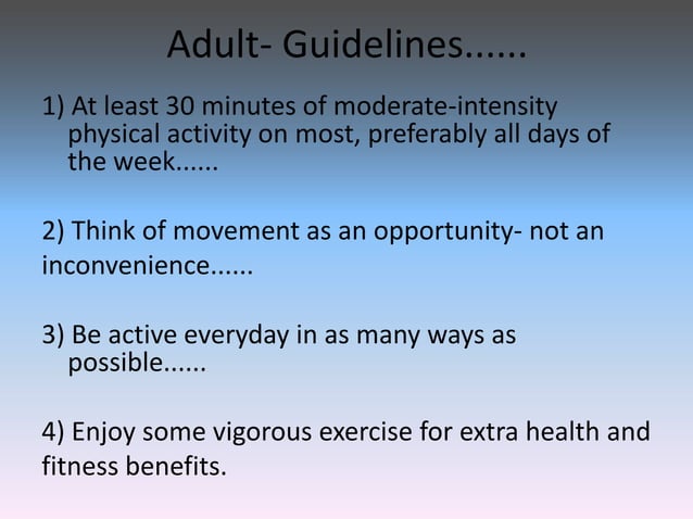 National physical activity guidelines | PPTX | Fitness and Exercise ...