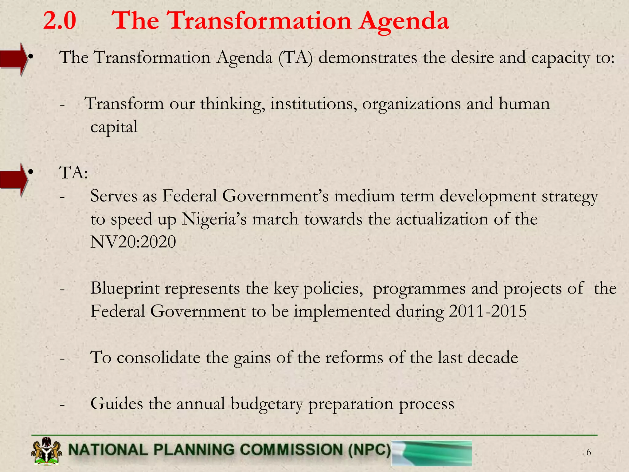 Overview of The Transformation Agenda | PDF