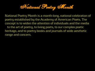 National Poetry Month 8 | PPT