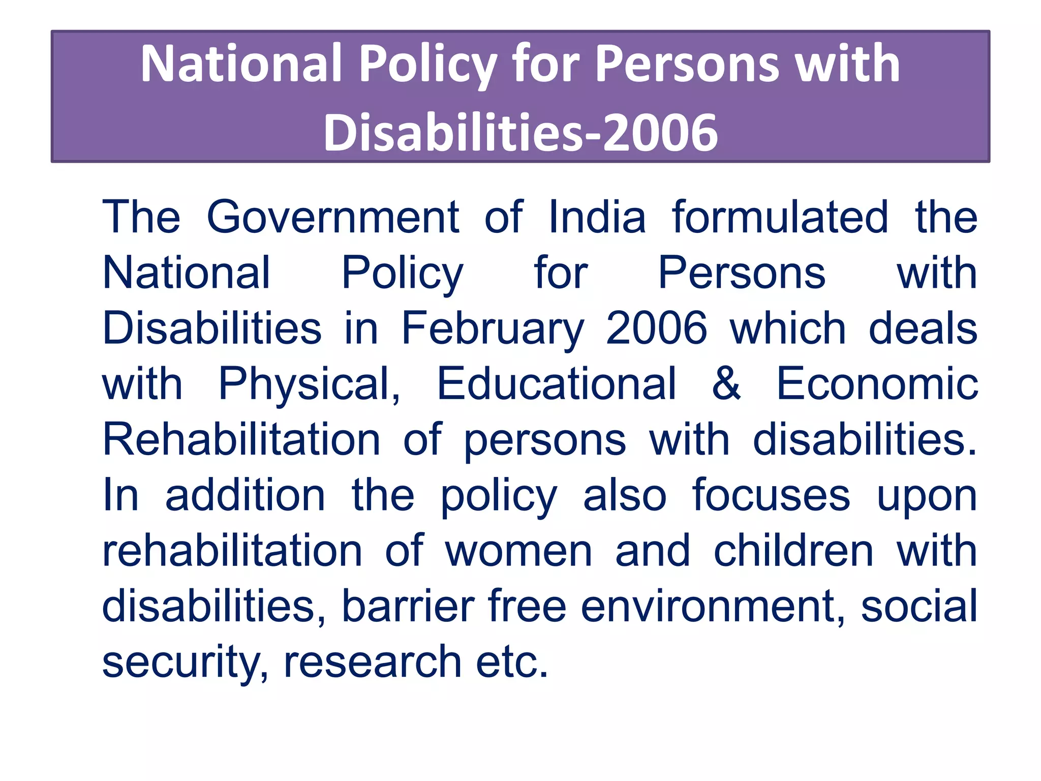 National policy for disability 2006 | PPTX