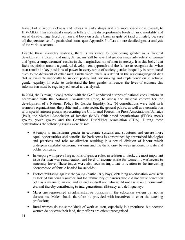 National policy for gender equality