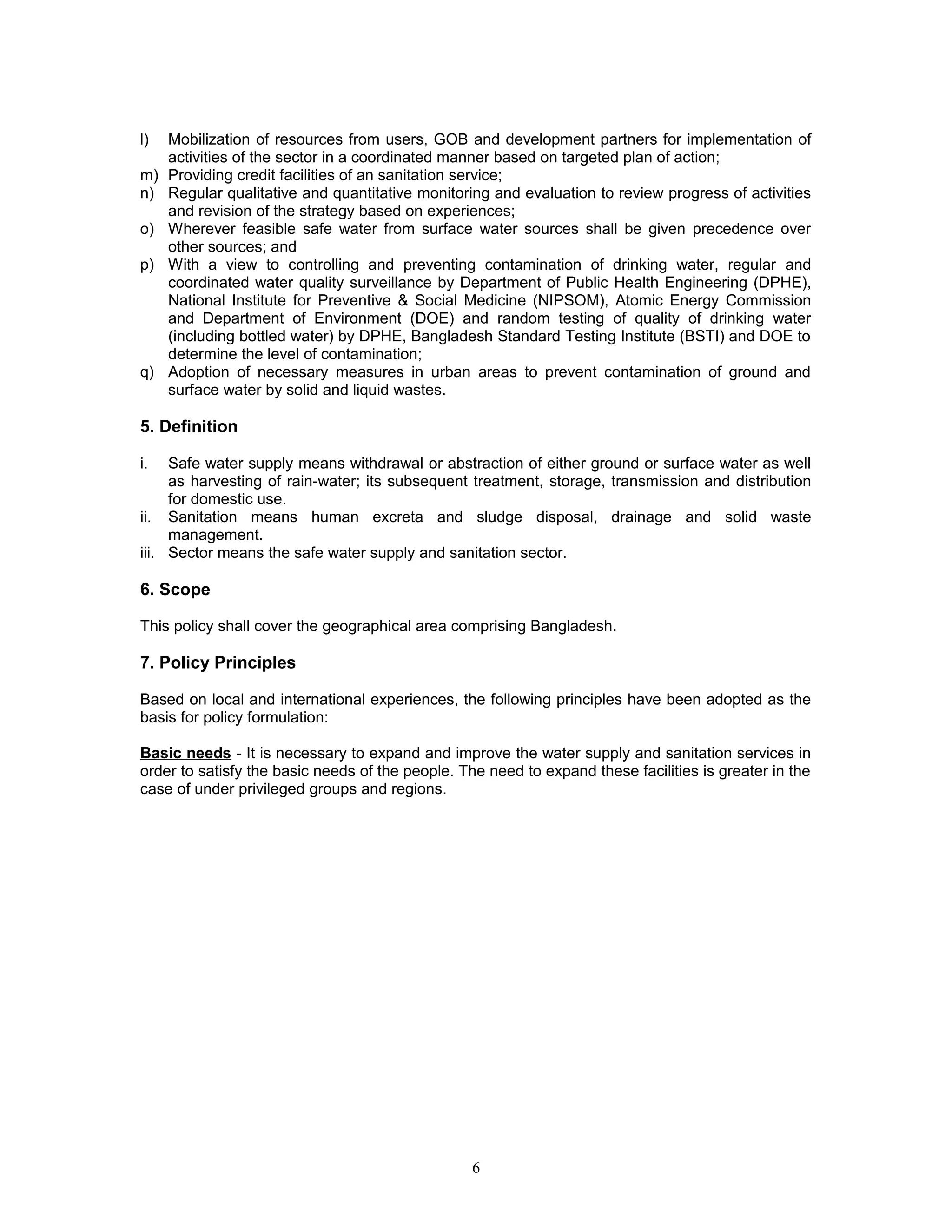 National Policy For Safe Water Supply And Sanitation 1998 Pdf