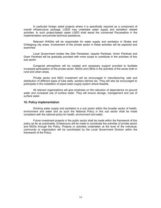 National policy for safe water supply & sanitation 1998 | DOC