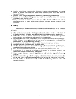 National policy for safe water supply & sanitation 1998 | DOC
