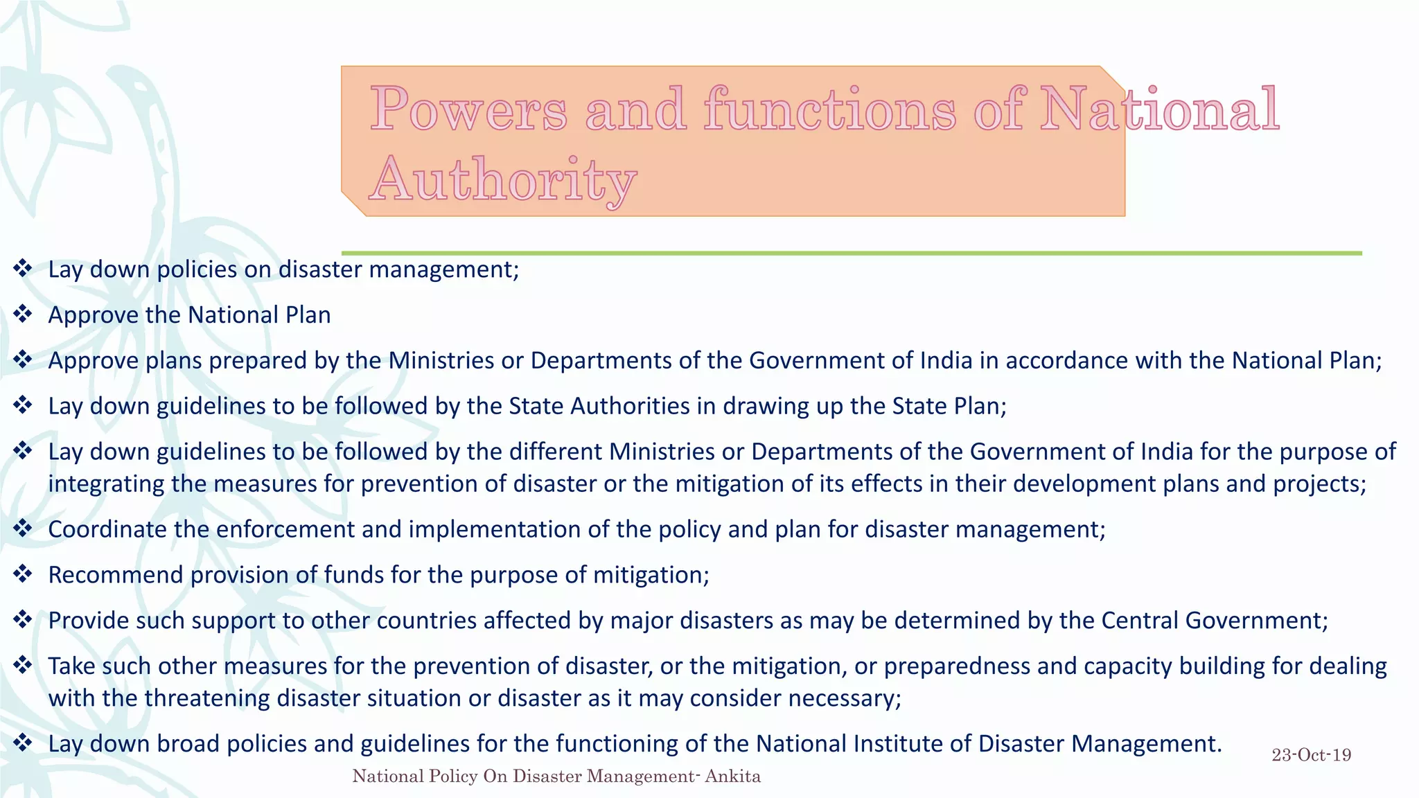 National policy on disaster management | PPTX