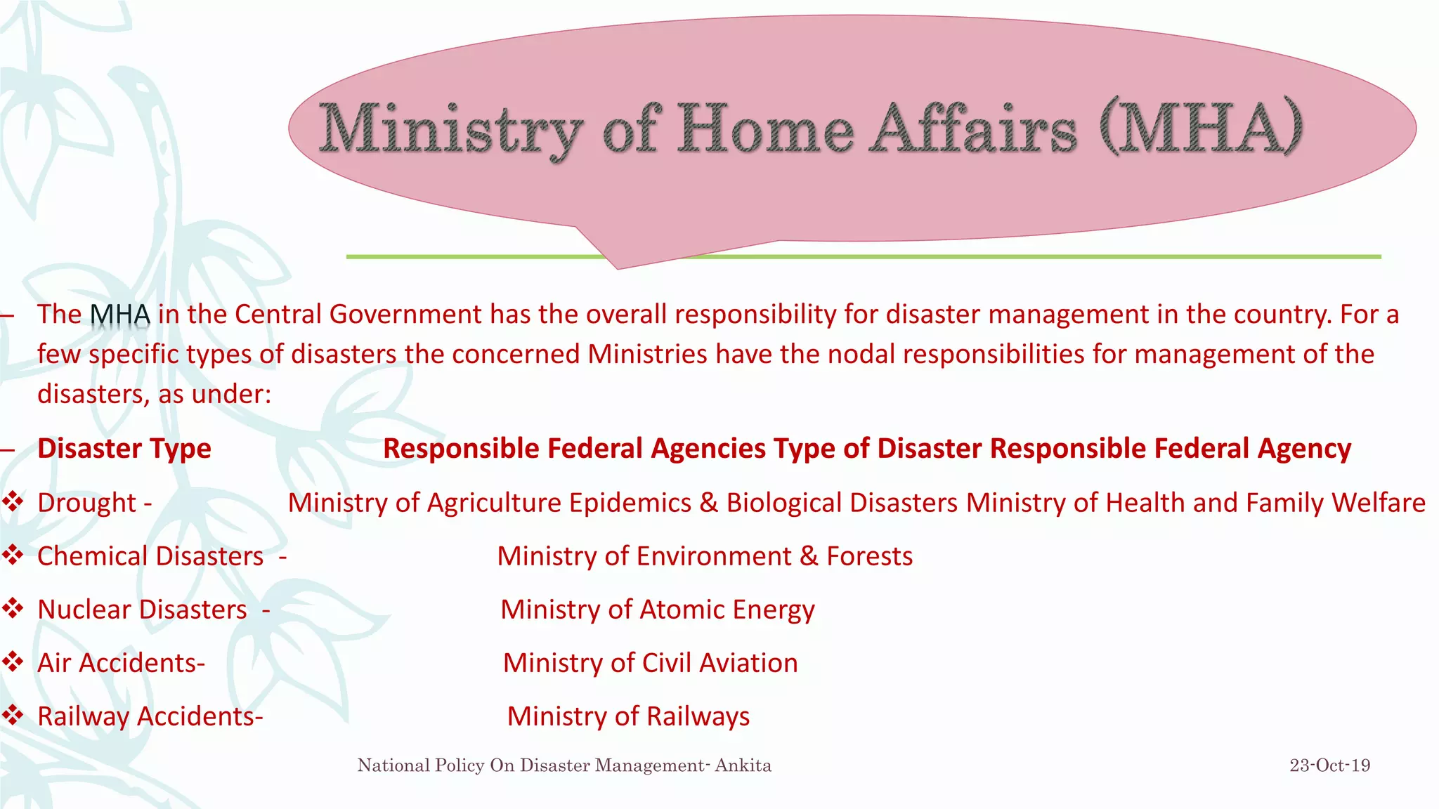 National policy on disaster management | PPTX