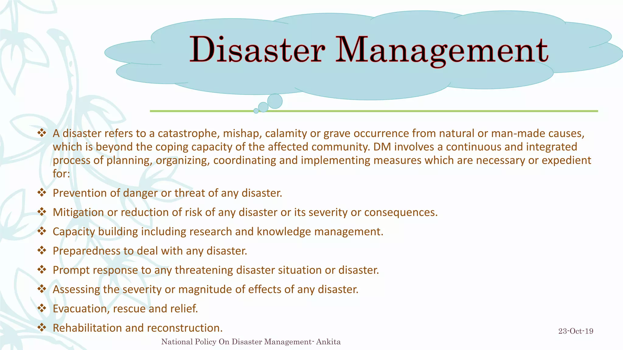 National policy on disaster management | PPTX