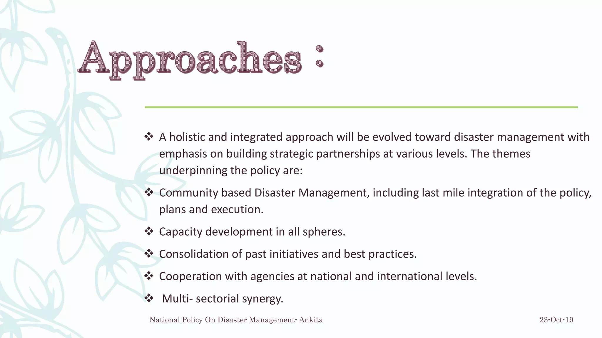 National policy on disaster management | PPTX