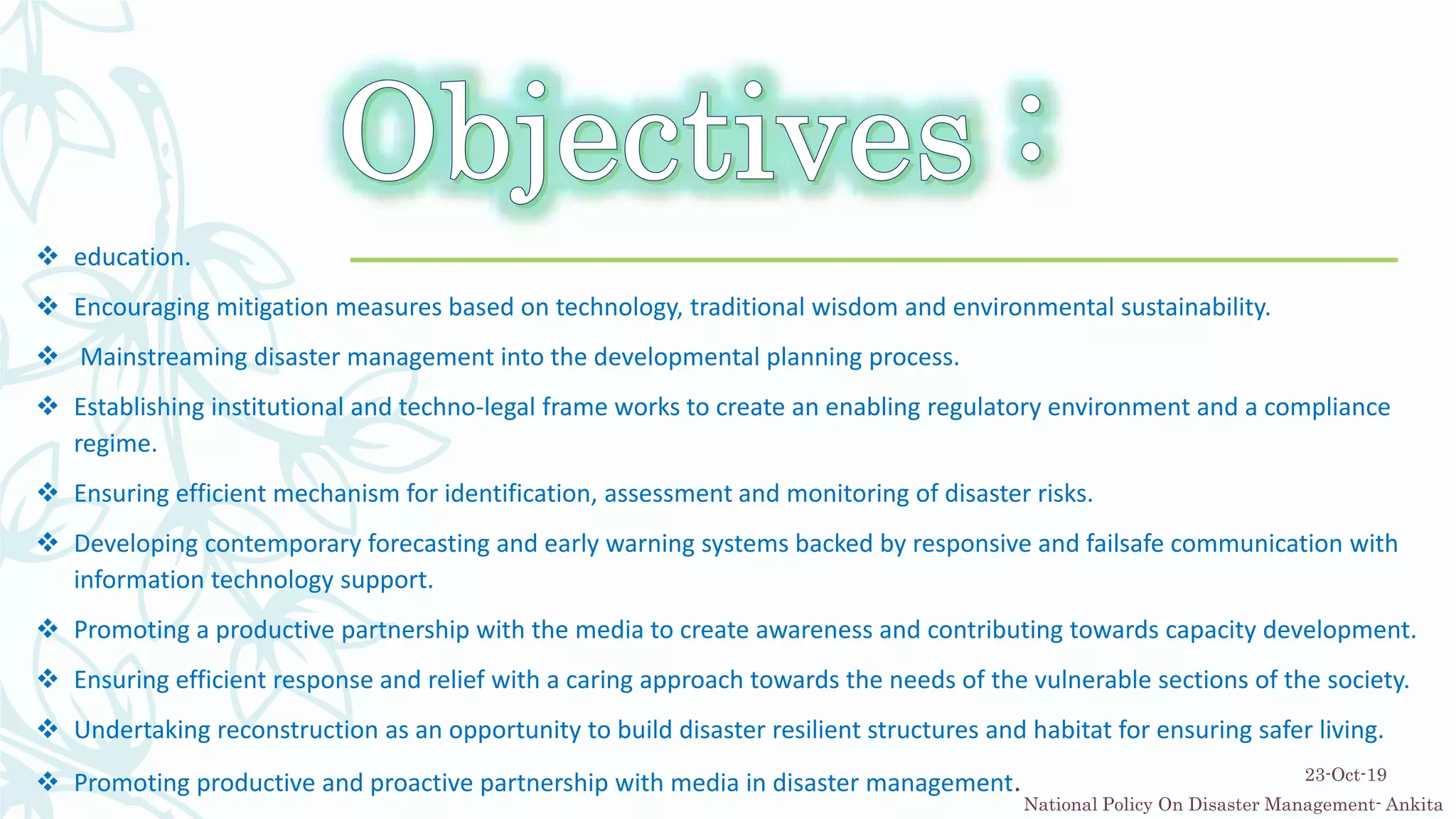 National policy on disaster management | PPTX