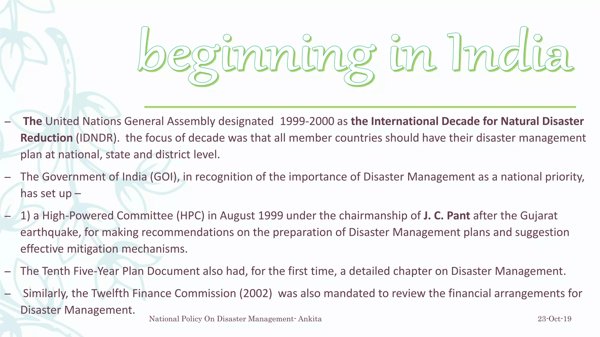 National policy on disaster management | PPTX