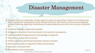 National policy on disaster management | PPTX