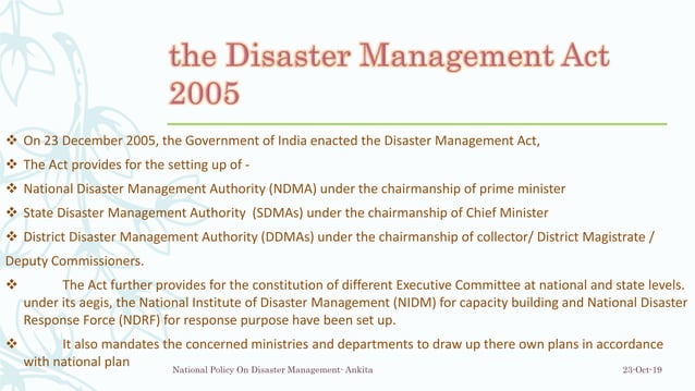 National policy on disaster management | PPTX
