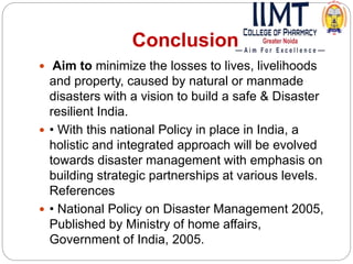 National Policy on Disaster management 2009.pptx | Disasters