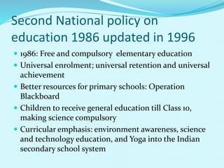 National Policy on Education in India till 2020: A snippet view | PPTX