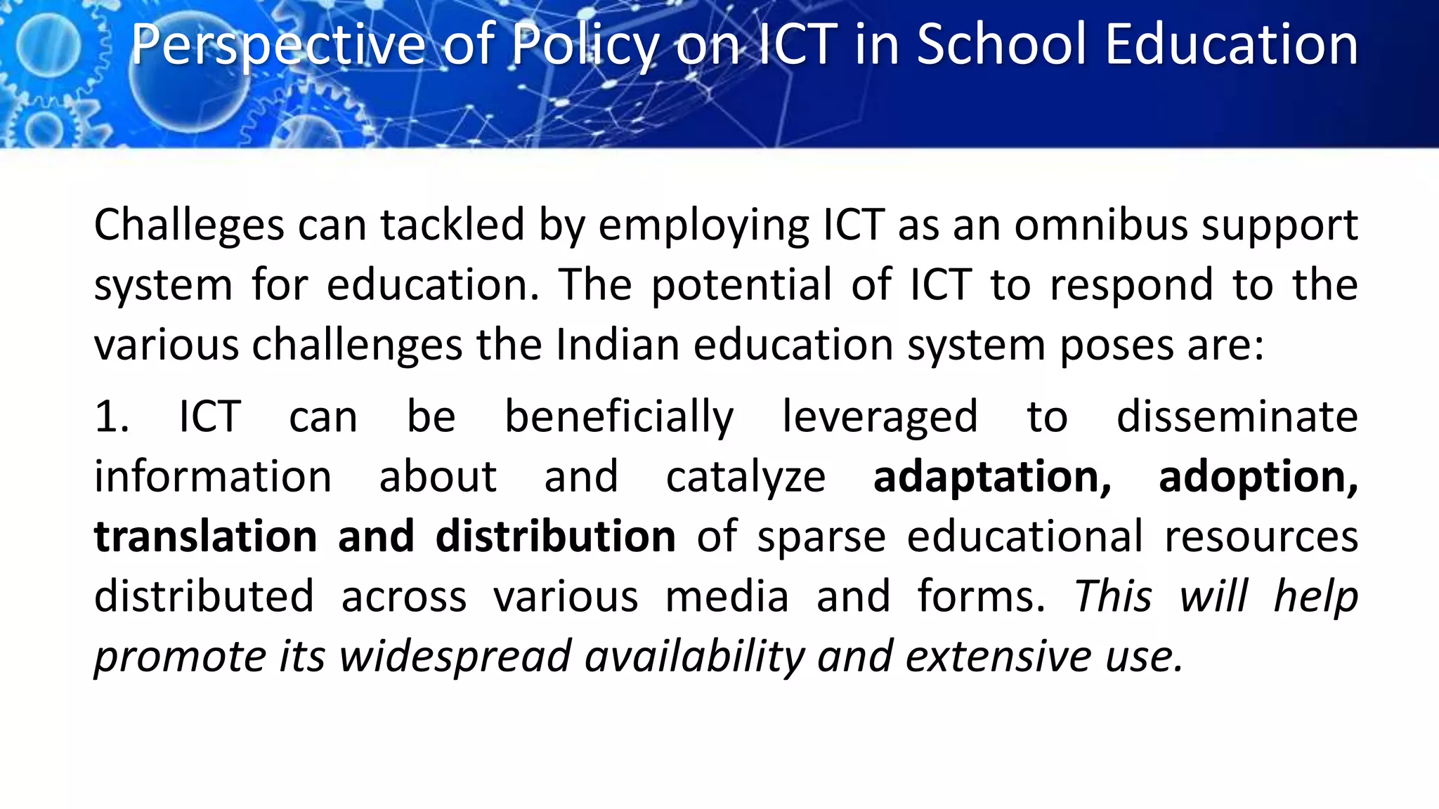 National policy on ICT in School Education | PPTX