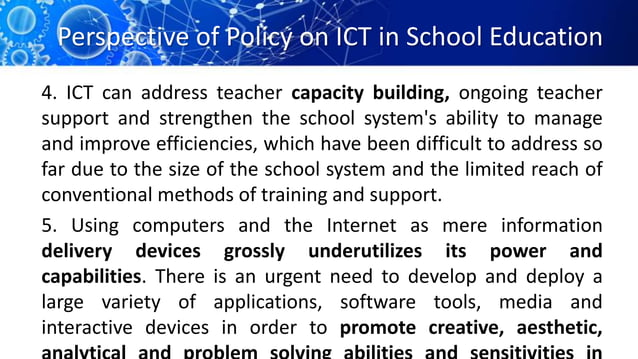 National policy on ICT in School Education | PPTX | Internet | Computing