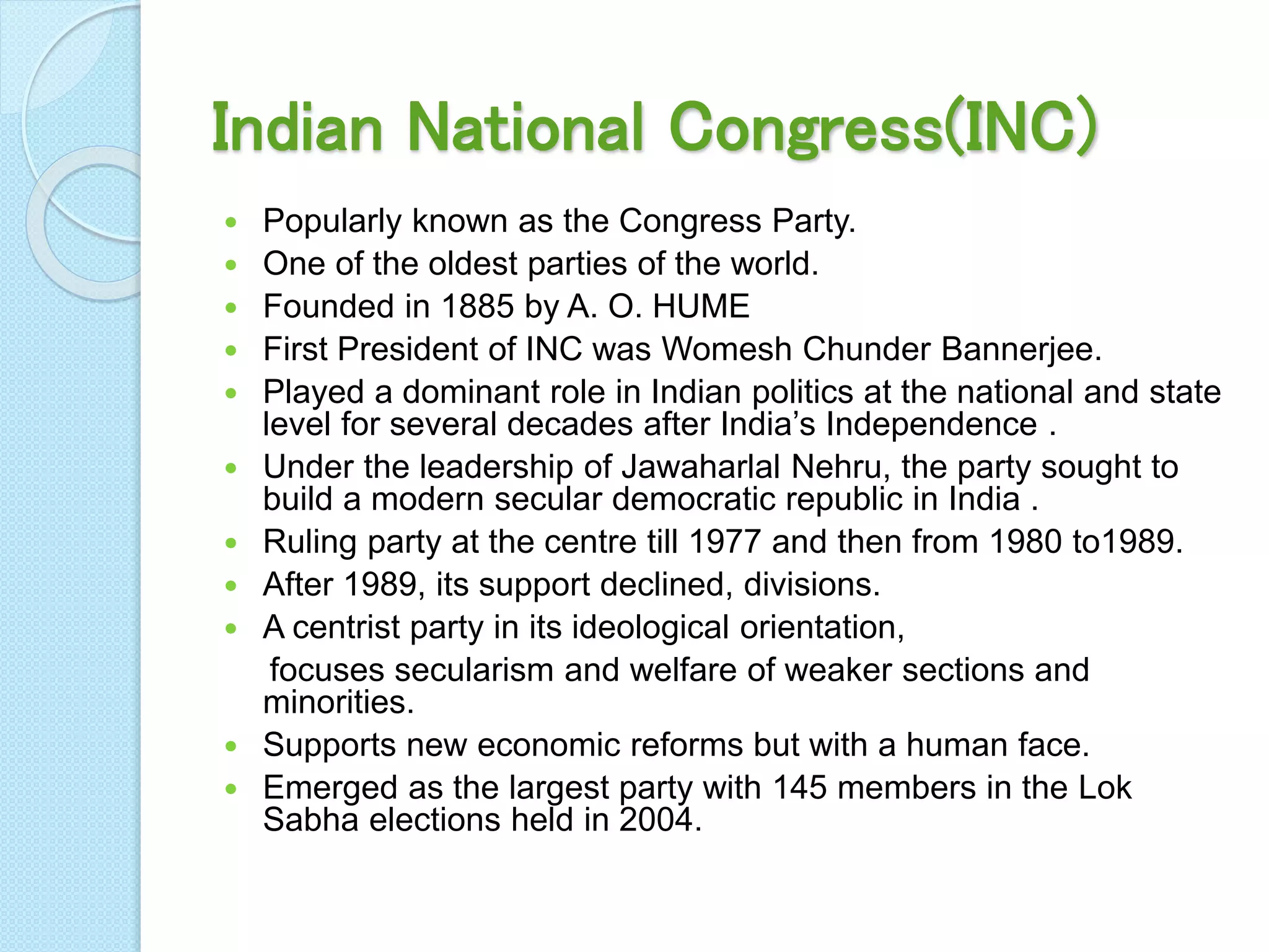 Indian Constitution: National Political Parties in India | PPTX