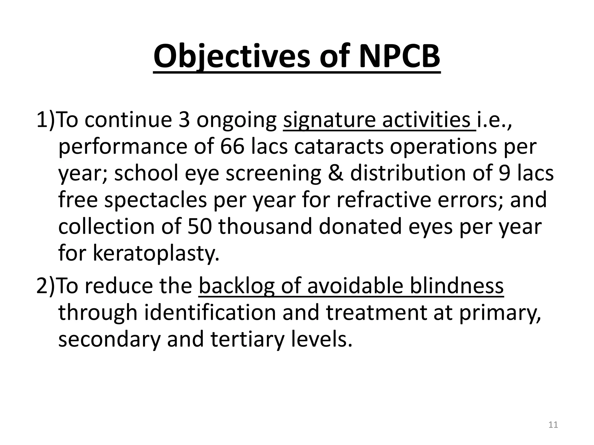 National programme for control of blindness | PPTX