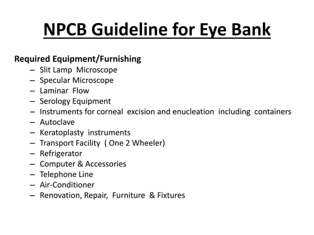 National programme for control of blindness eye bank | PPTX | Eye and ...