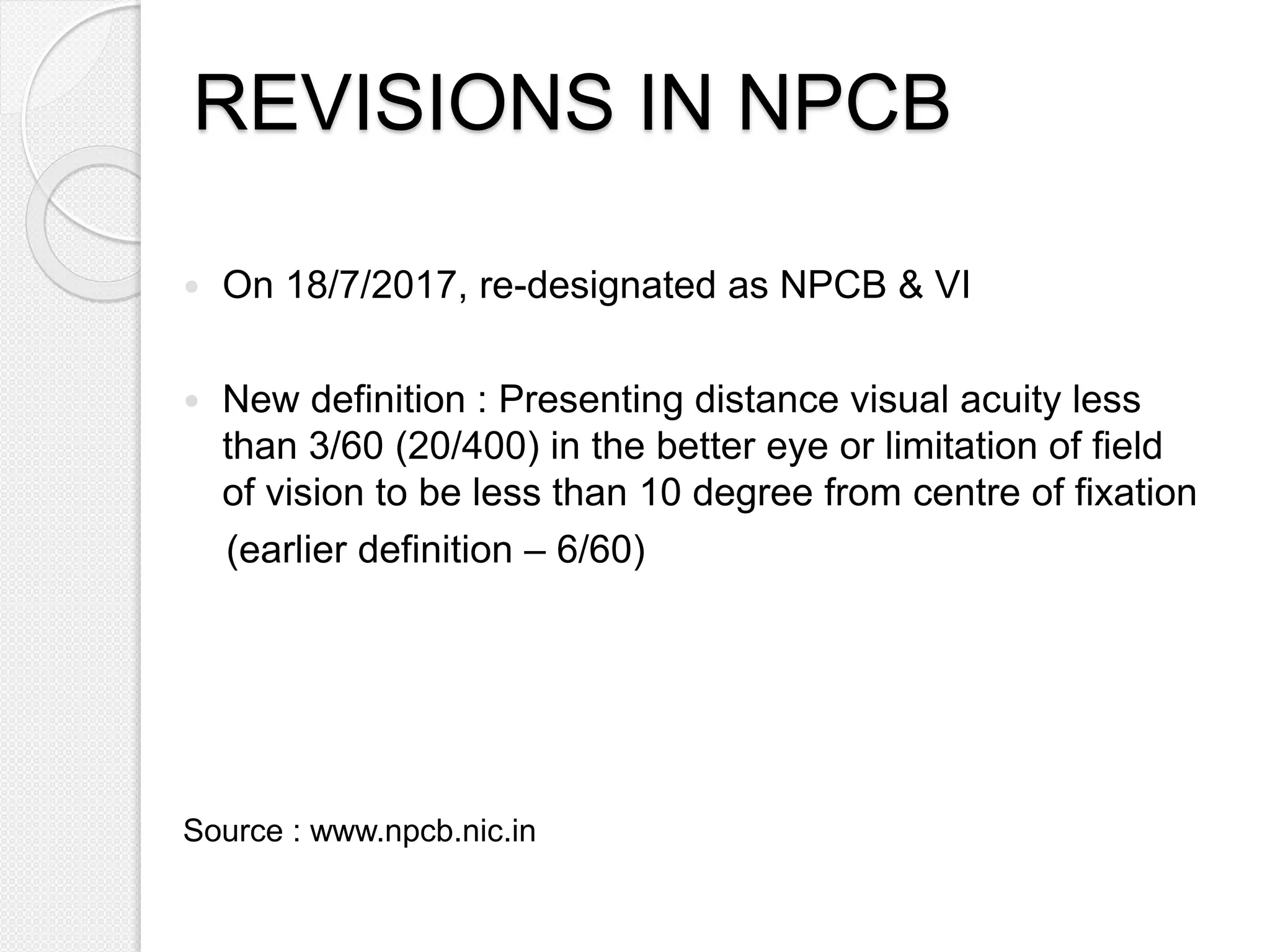 National programme for control of blindness and vision 2020 | PPTX