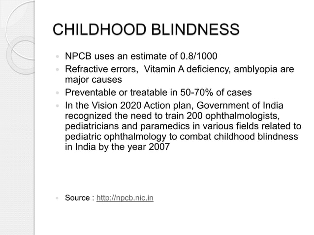 National programme for control of blindness and vision 2020 | PPTX