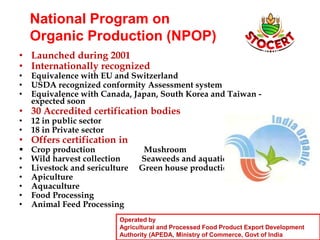 National programme for organic production npop | PPT