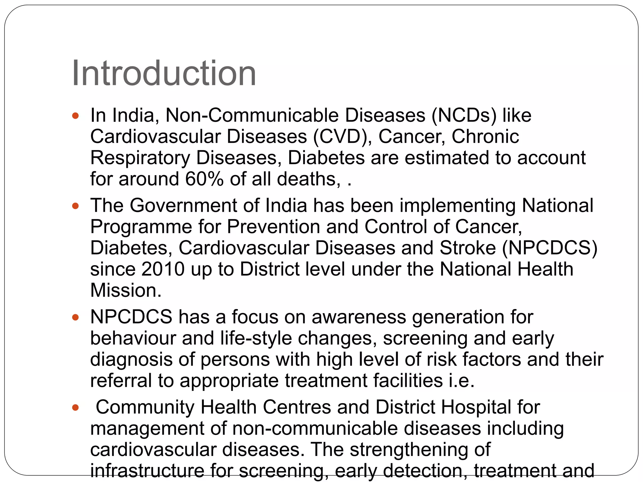 National programme for prevention and control of cancer npcdcs | PPTX
