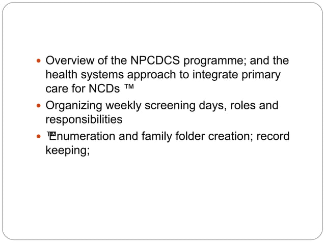 National programme for prevention and control of cancer npcdcs | PPTX