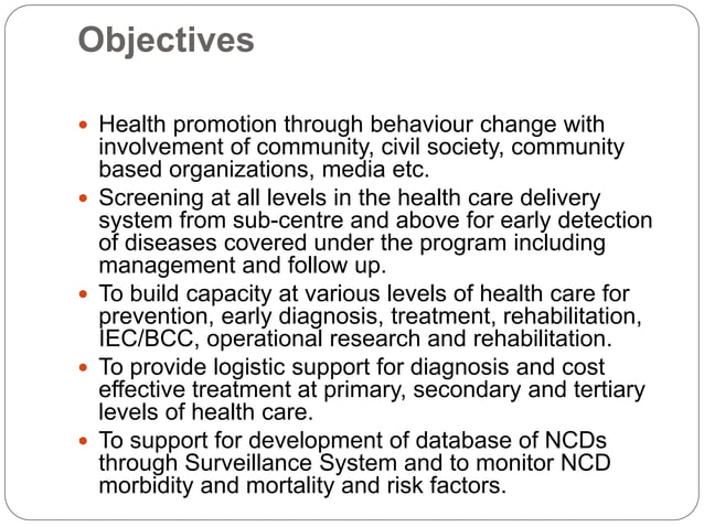 National programme for prevention and control of cancer npcdcs | PPTX