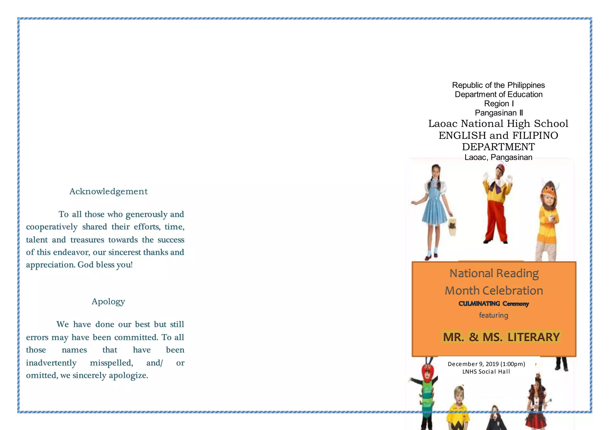 National reading month program | DOCX