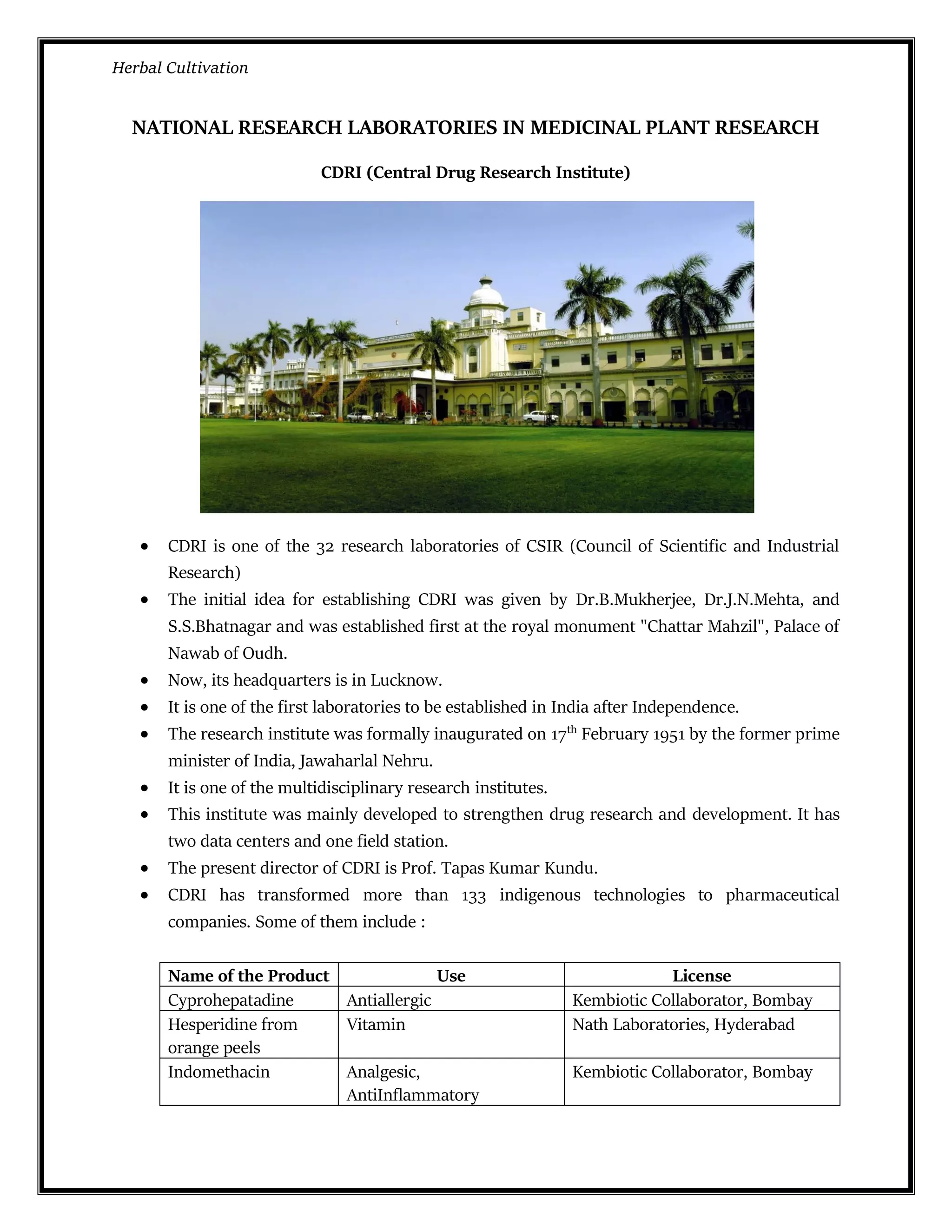 National research laboratories in medicinal plant research (autosaved ...
