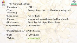 National Sanitation Foundation(NSF) Certification | PPTX