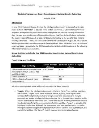 National Security Authorities Transparency Report 2013 | PDF