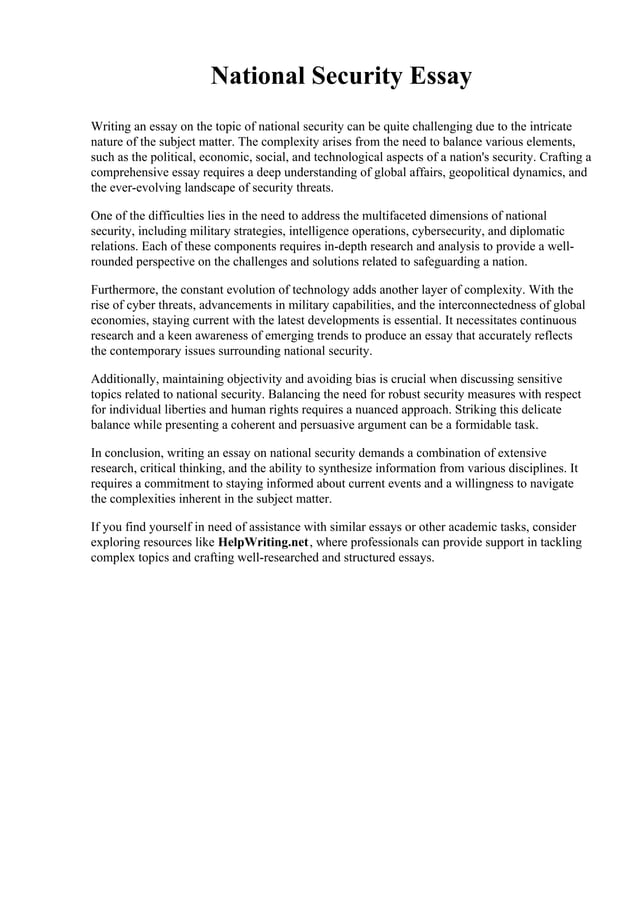 National Security Essay. Eastern Michigan University | PDF
