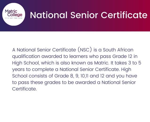 National Senior Certificate | PPT