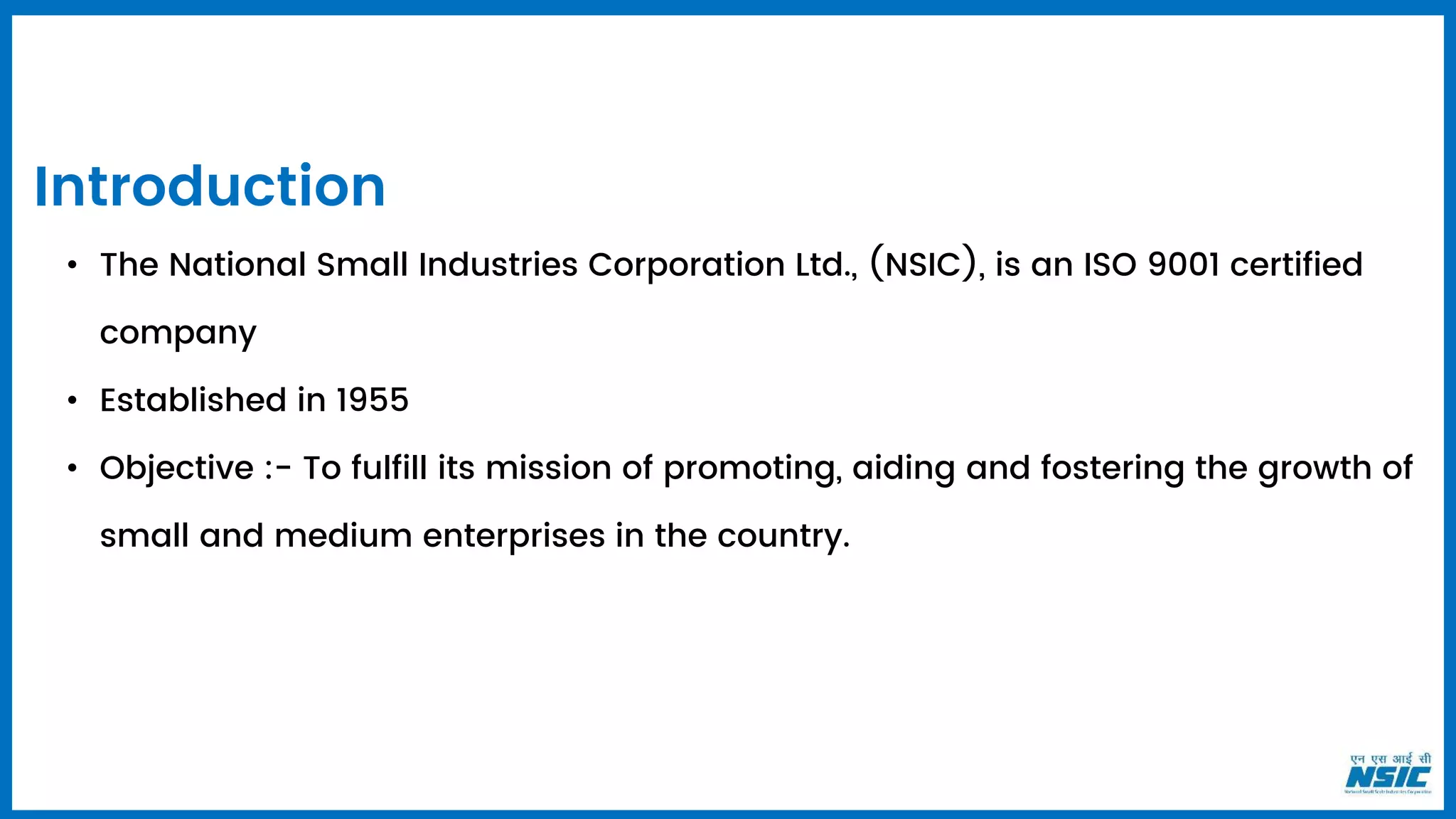 National small industries corporation (NSIC) | PPTX