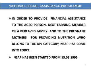 National social assistance program (nsap) – in west Bengal | PPTX
