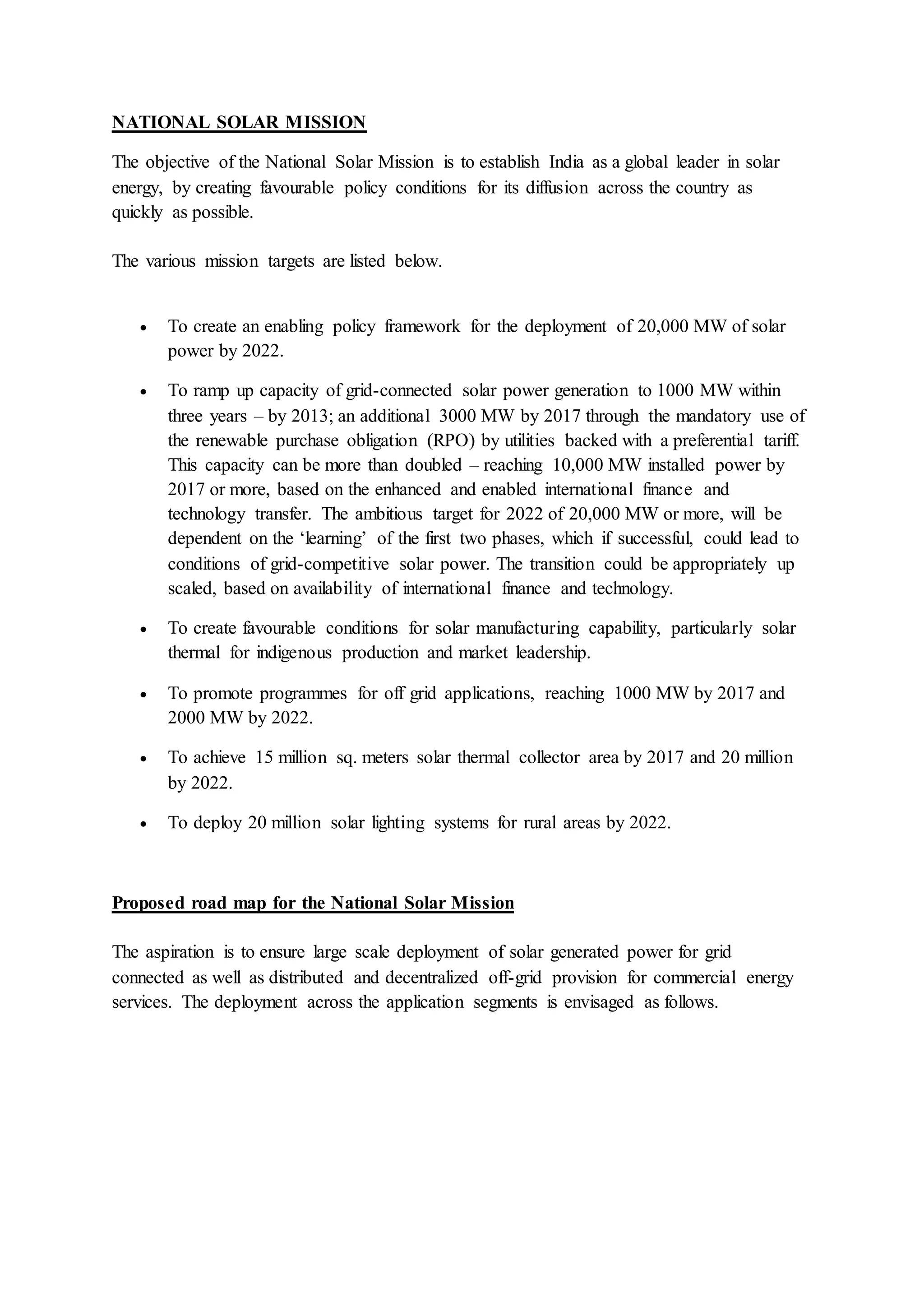 National solar mission | DOCX